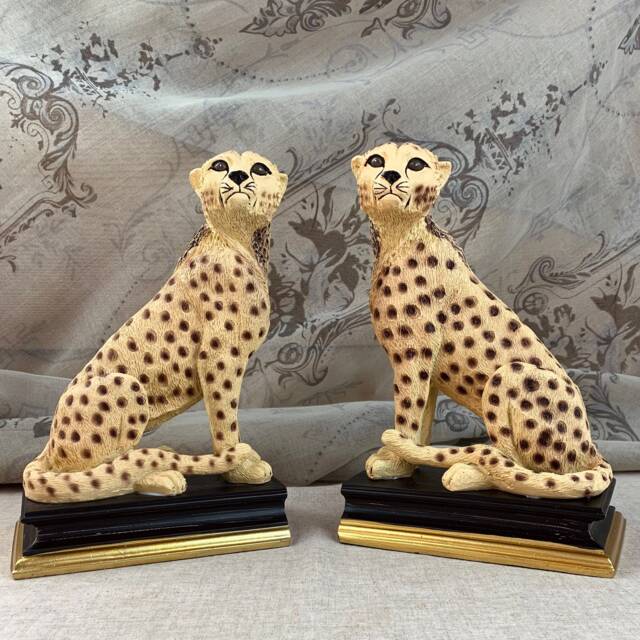 Cheetah Bookends Set Of 2 Safari Animal Decorative Ornament Desk Tidy ...