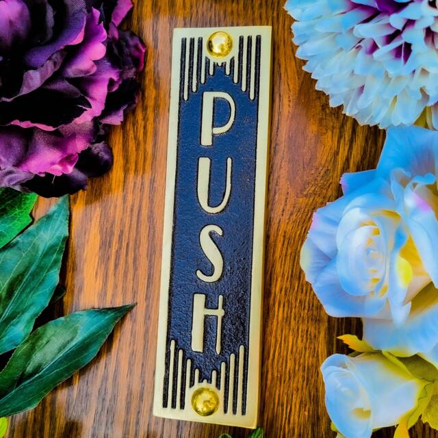 Push Door Sign By Themetalfoundry Brass Or Aluminium House Art Deco ...