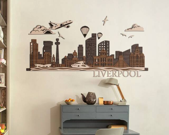 Liverpool Wood Wall Sign, English City Art Decor, Handmade Hanging For ...