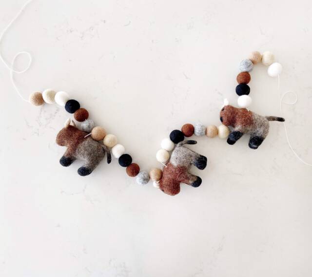 Felt Buffalo Garland, Wool Pom Pom, Nature Nursery Decor by Etsy ...