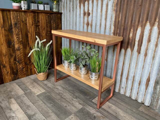Hallway Table Wood Industrial-Inspired, Slimline Console Table, Bespoke ...
