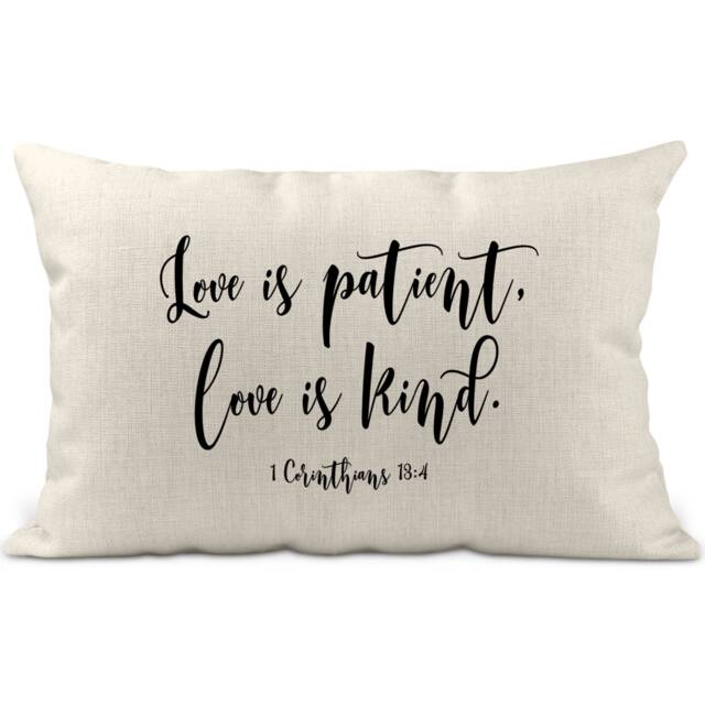 1 Corinthians 134 Love Bible Verse Pillow Cover, Is Patient Kind ...
