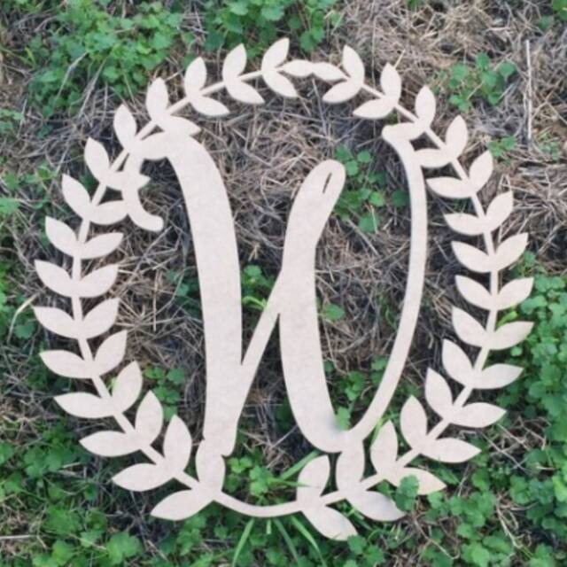 Unfinished Monogram, Laurel Wreath Framed Wood Letter, Monogram Font ...