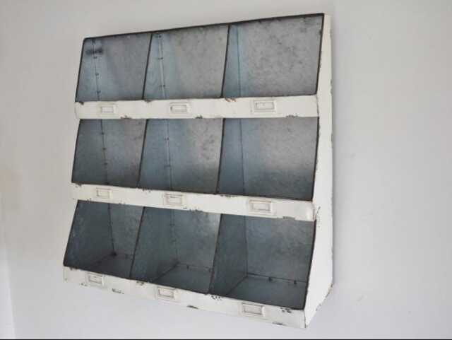 For??t Industrial Tiered Cubby Shelf Vintage Rustic Steel Wall Storage ...