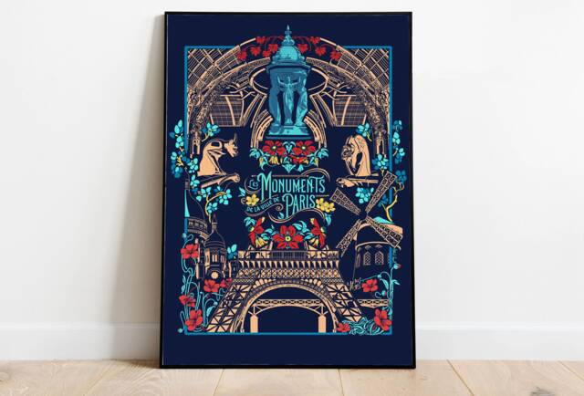 "Poster ""The Monuments Of Paris" by Etsy | ufurnish.com