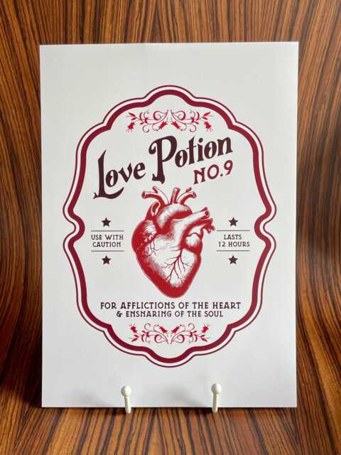 Love Potion No. 9 A4 Art Print - Victorian Gothic Antique Bottle Label ...