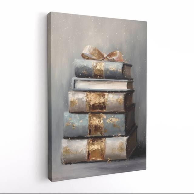 Literary Lux Canvas Art - Stack Of Books On Grunge Background ...