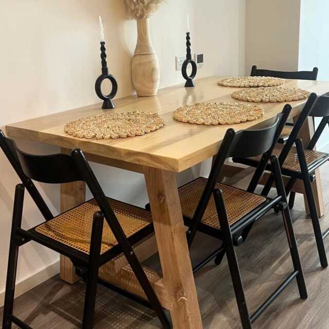 Chopwell - Solid Oak Trestle Dining Table Thick Legs by Etsy | ufurnish.com