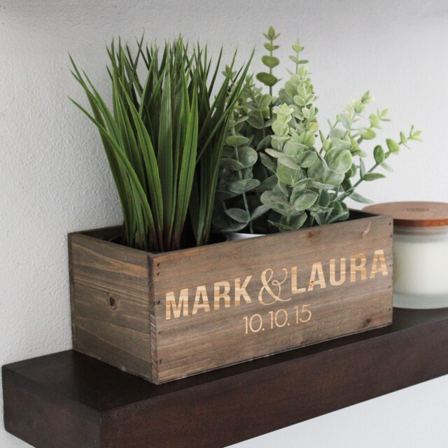 Housewarming Gift, Personalized Planter Box, Custom Wood Indoor Planter ...