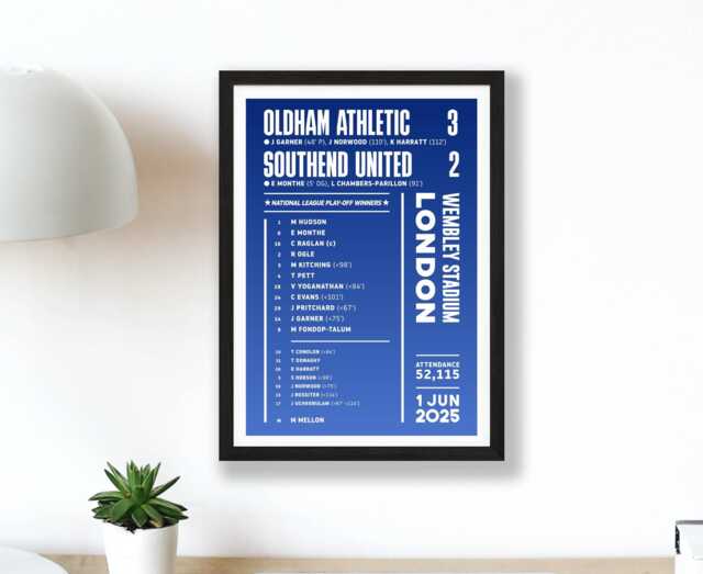 Oldham 2025 Play-Off Final Lineup Poster - Score National League ...