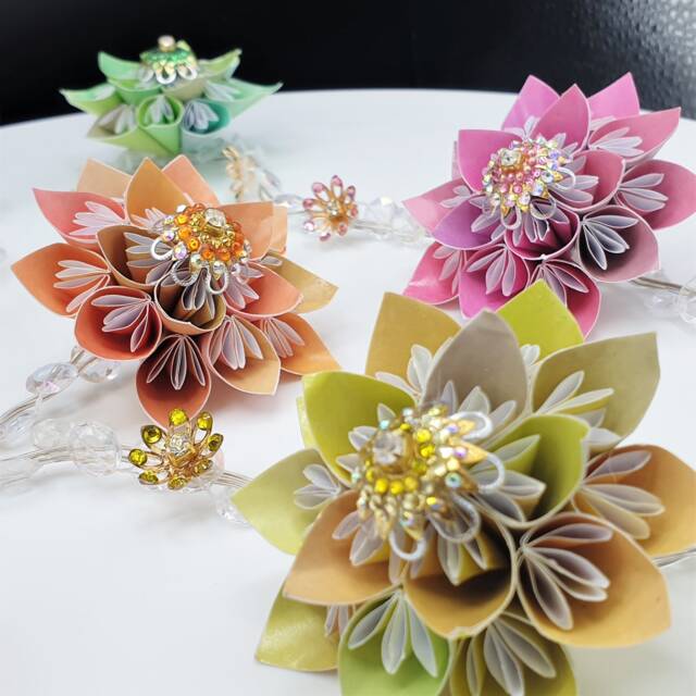 Handcrafted Rainbow Paper Flower Fairy Light Garland - Origami Led ...