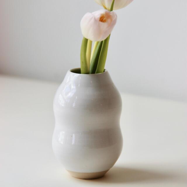 Handmade Minimalist Ceramic Bud Vase, White Vase - Small Flower Modern ...