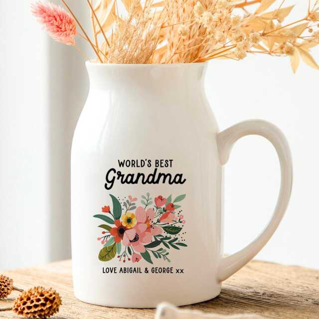 Personalized Grandma Vase Custom Grandchildren Names, Floral Jug Style ...
