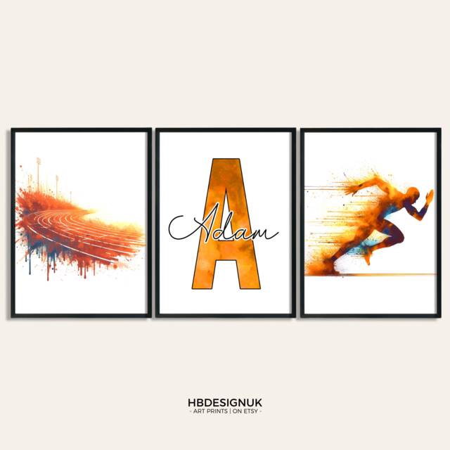 Athletics Wall Print Set - 3 Track & Field Posters - Personalised ...