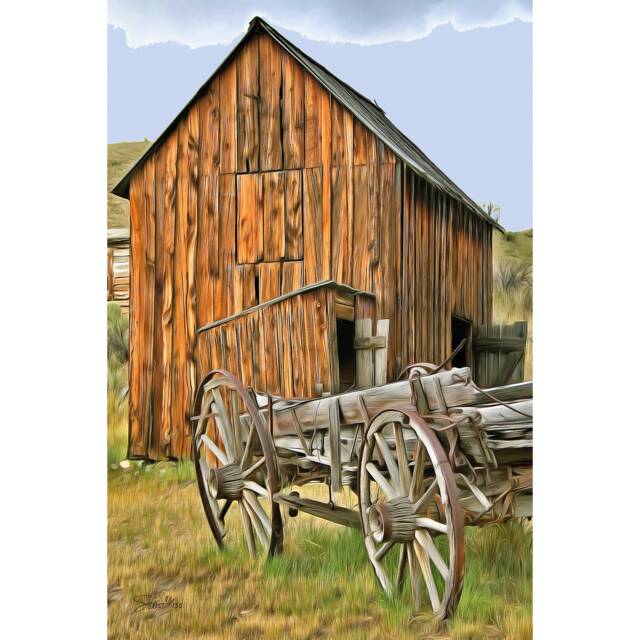 Old West Livery Barn & Wagon Wheels Fine Art Wall D??cor For Home ...