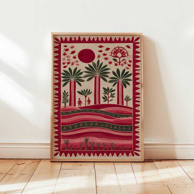 Palestine Poster, Middle East Palestinian Folk Art Print, Olive Tree Wall Art, Rural Village ...