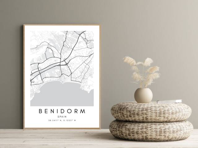 Benidorm Map Print Minimalist Spain Art, Modern Home Decor by Etsy ...