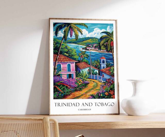 Trinidad & Tobago Poster, Caribbean Art, Travel Decor, Beach Island ...