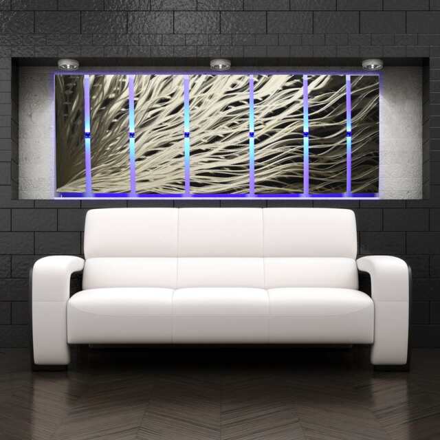 Lighted Metal Wall Art Silver Rush Led Sculpture Color Changing Art ...