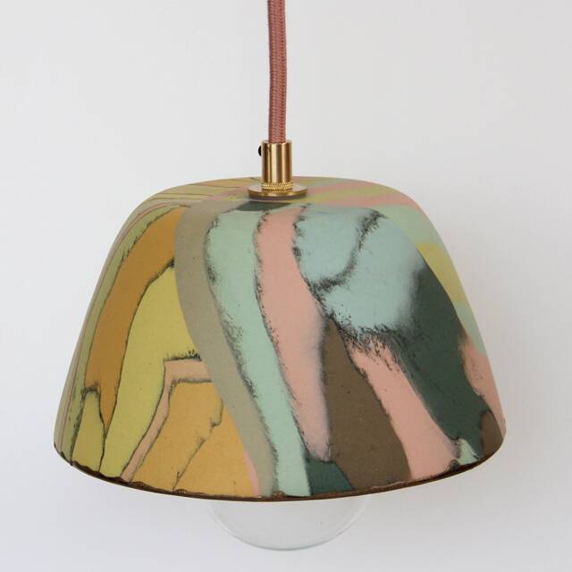 Medium Ceramic Brass Colorful Pendant Light, Light Pink Colored Cord Hanging Lamp, Green Yellow ...