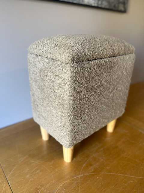 Handmade Boucle Fabric Storage Stool Wooden Leg Dressing Table Chair by ...