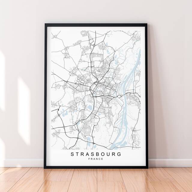 strasbourg City Map France Print Poster Minimalist Home Decor Town Wall ...