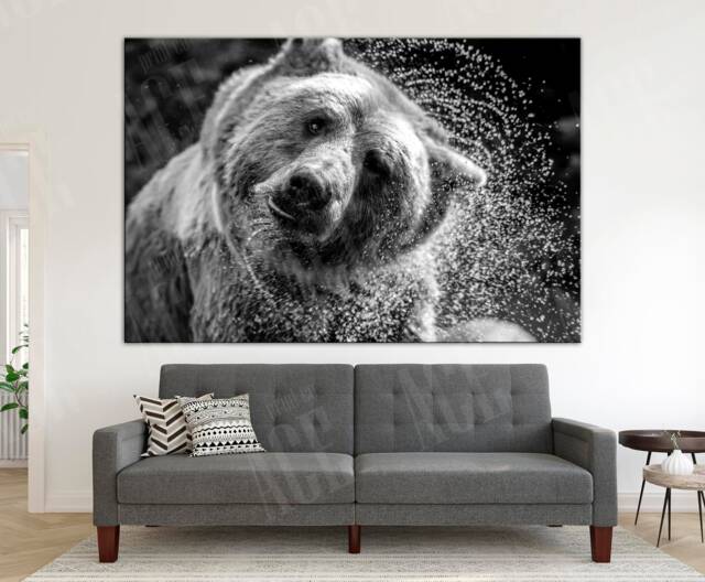 Big Bear Print, Black Canvas, Forest Wall Art by Etsy | ufurnish.com