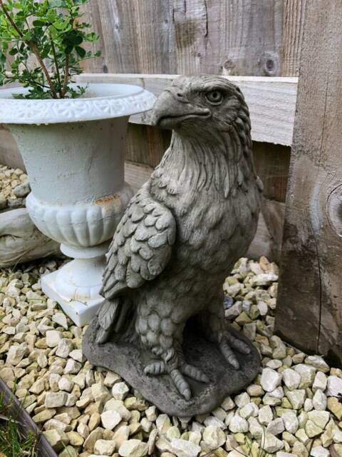 Limestone Eagle Bird Statue - Stone Outdoor Garden Ornament Decoration ...