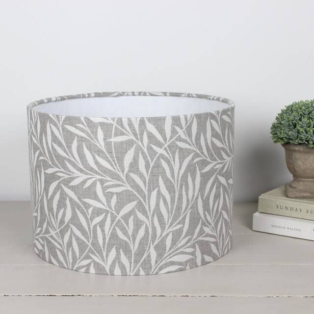 Mandu Grey & White Embroidered Floral Leaf Pattern Lampshade by Etsy ...