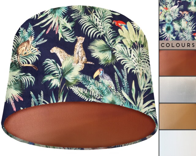 Blue Velvet Lampshade Tropical Animal Print, Copper Lined by Etsy ...