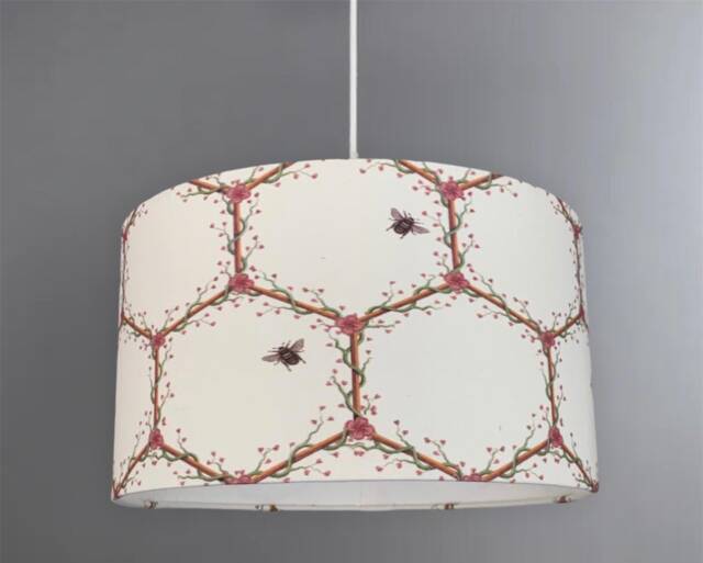 New Hq Honey Bee & Bee-Comb With Floral Print Lamp Shade Pendant Light ...