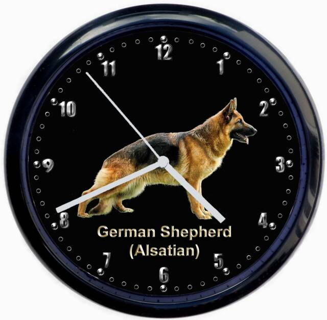German Shepherd Alsatian Dog Large 10Inch Black Wall Clock by Etsy ...