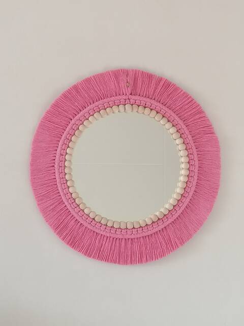 Candy Pink Mirror, Bead Macrame, Girl's Room, Birthday Gift, Newborn ...