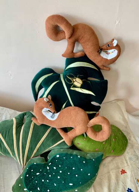 Stoat Shaped Animal Cushion Handmade Using Repurposed Corduroy Fabric & Stuffed With Eco Filling ...