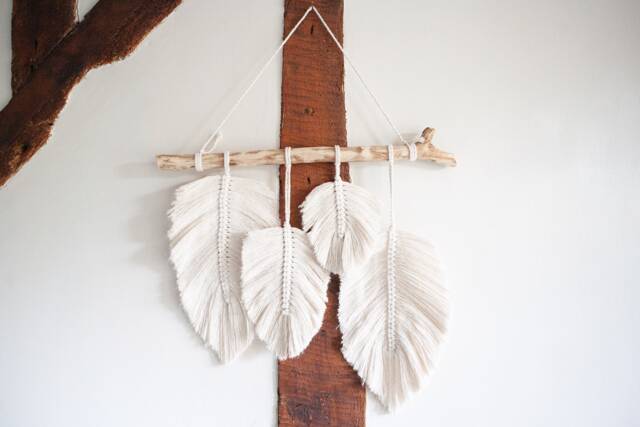 Handmade Macrame Feather, Leaf Wall Hanging. Boho Decor. 4x Feathers by ...