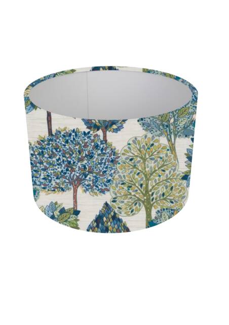 Fryetts Arbre Teal Trees Drum/Cylinder Lampshade, Burgundy Nature ...