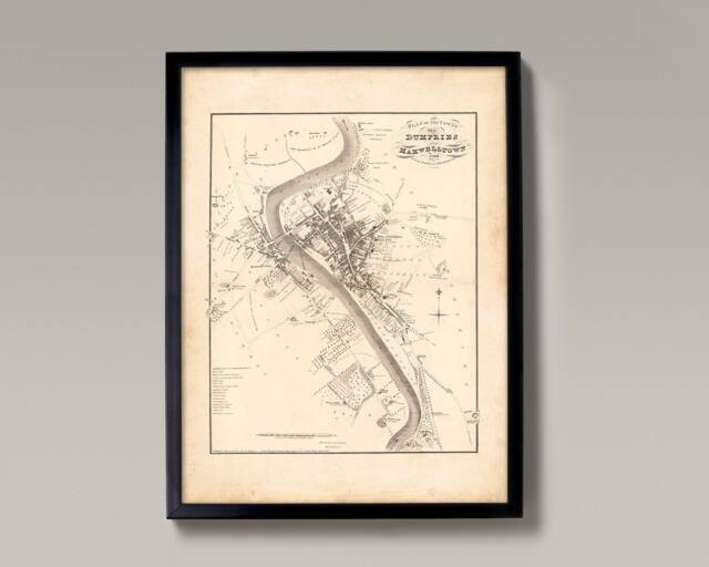 Dumfries & Maxwelltown Old Map - Fine Art Print Vintique Home Wall ...