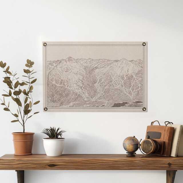 Whistler Blackcomb Bc Mountain Map Felt Poster Banner - Vintage Ski ...