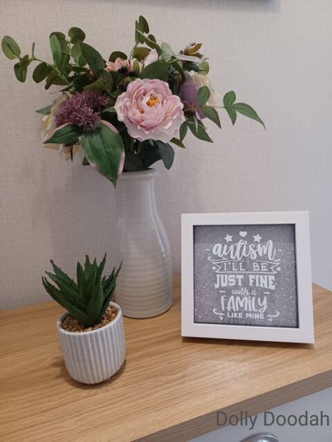 Autism Glitter Box Frame Wall Art White Fine Family Freestanding ...