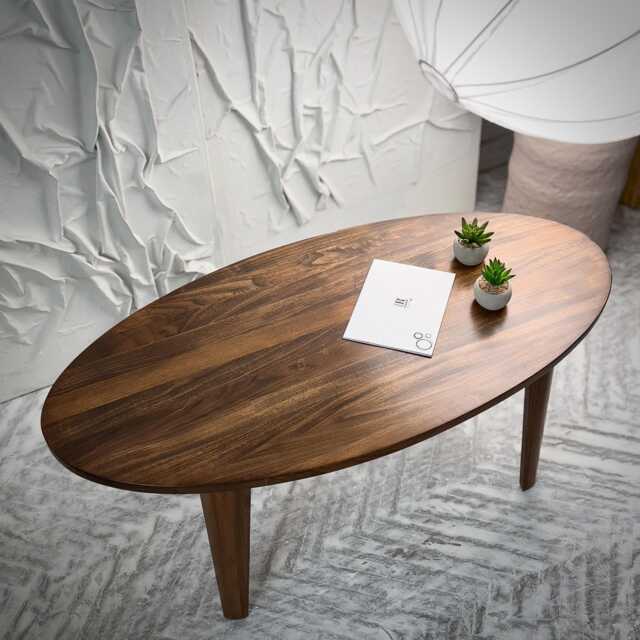 Oval Coffee Table, Solid Wood Ellipse Table For Living Room, Custom ...