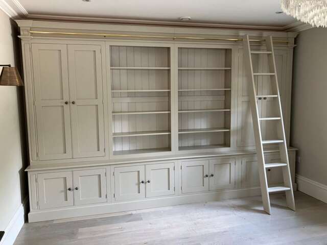 Bookcase Cupboard With 12 Doors, Ladder & Rail, Mdf T&g Back Boards by ...