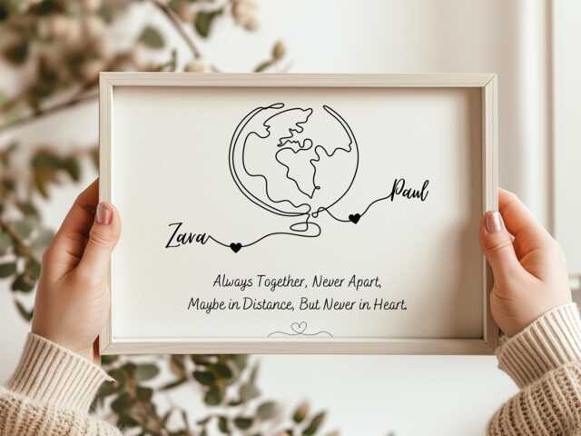 Personalised Long Distance Friendship Print Minimalist Line Art by Etsy ...