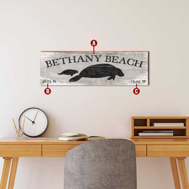 Personalized Coastal Manatee Rustic Wooden Sign - Wall Art Print On ...
