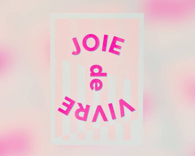 Joie De Vivre Riso Print in Pink - Joyful Typography Statement Wall Art ...