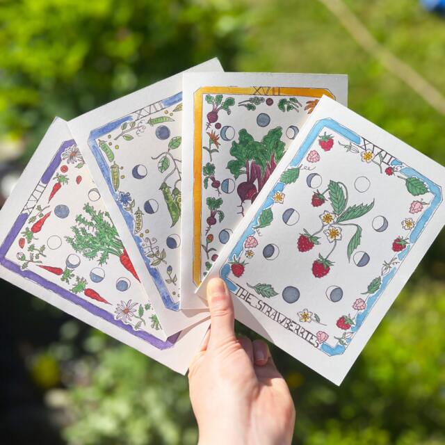 Vegetable Tarot Inspired Watercolor Cards/Print Posters Set Of Four ...