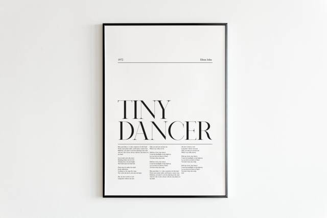 Tiny Dancer - Elton John, Lyrics Print, Song Lyrics, Gift, Wall Art ...