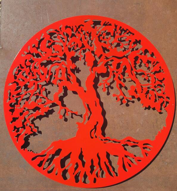 Red Tree Of Life Metal Art Plasma Cut Wall Decor by Etsy | ufurnish.com