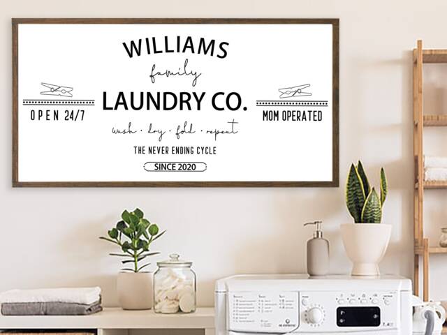 Laundry Room Sign, Decor, Personalized Family Wall Art, Wooden ...