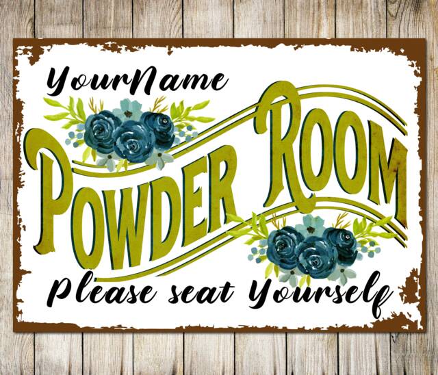 Personalised Powder Room Sign Bathroom Farmhouse Custom Wall Decor ...