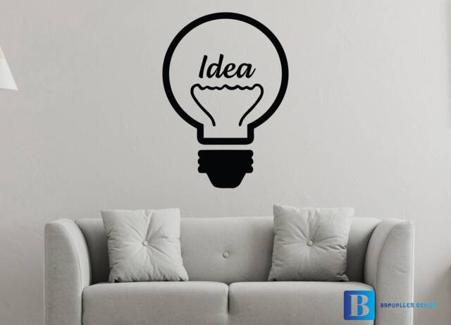 Light Bulb Idea Office Inspiration Cool Room Wall Art Matt Vinyl Decal ...